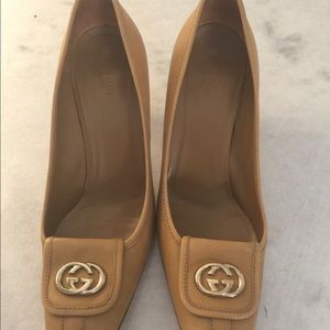 Gucci | Shoes | Gucci Gold Logo High Heel Women Size 395 | Poshmark
